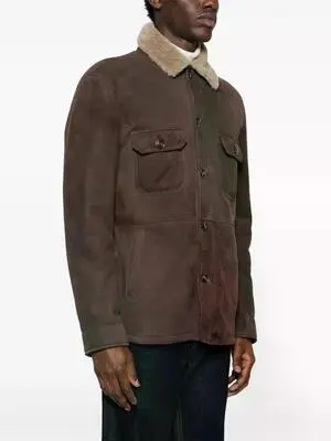 BARBA NAPOLI Suede Jacket With Shearling Collar