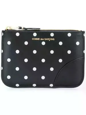 Comme Des Garçons Polka Dot Print Zip Wallet - Black