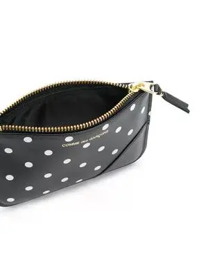 Comme Des Garçons Polka Dot Print Zip Wallet - Black