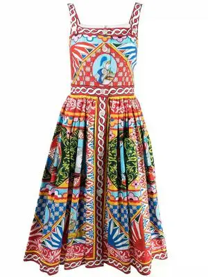 Dolce & Gabbana Carretto-print Midi Dress