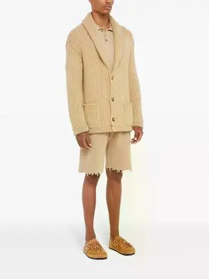 Alanui Button-front Cardigan With Patch Pockets And Shawl Lapels - Neutrals