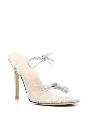 STUART WEITZMAN Embellished Bow Detail 115mm Sandals - Silver