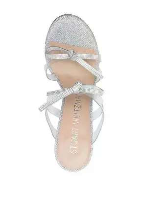 STUART WEITZMAN Embellished Bow Detail 115mm Sandals - Silver