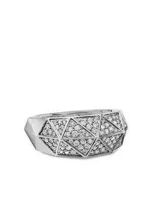 David Yurman Sterling Faceted Diamond Signet Ring - Silver