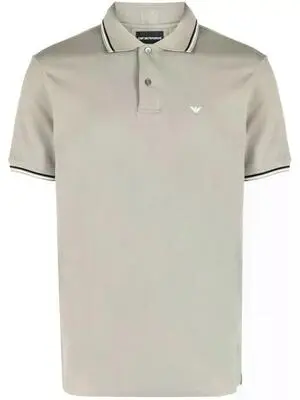 Emporio Armani Logo-embroidered Polo Shirt - Grey