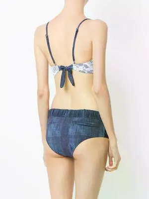 AMIR SLAMA Lace Appliqué Denim Bikini Set