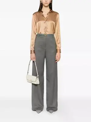 BLANCA VITA Anthracite Flannel Straight Leg Trousers