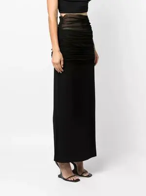 Christopher Esber Tulle-trim Ruched Maxi Skirt