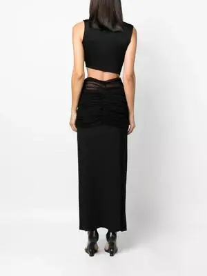 Christopher Esber Tulle-trim Ruched Maxi Skirt