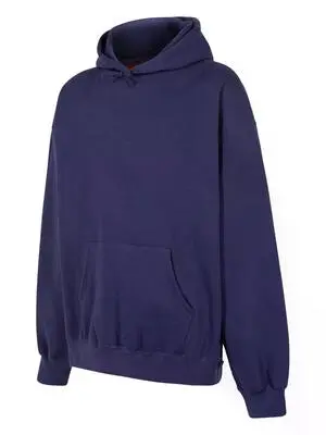 Supreme Washed Navy Hoodie With Satin Appliqu - Blue