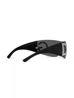 Dolce & Gabbana Re-edition Shield-frame Sunglasses With Rhinestone Embellishment - Black