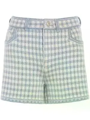 BARRIE Gingham Cashmere-blend Shorts