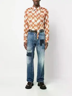 Dsquared2 Distressed Patchwork Straight Leg Jeans