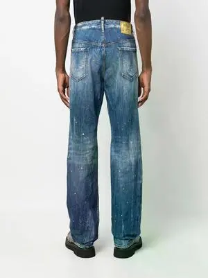 Dsquared2 Distressed Patchwork Straight Leg Jeans