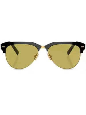 Miu Miu Logo-lettering Navigator-frame Sunglasses - Black