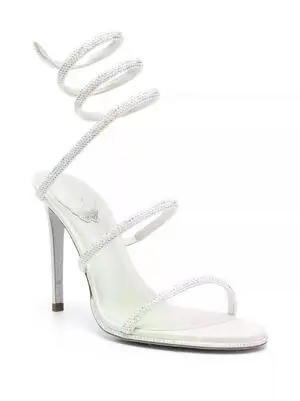 Rene Caovilla Crystal-embellished Leather Sandals - Neutrals