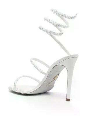 Rene Caovilla Crystal-embellished Leather Sandals - Neutrals