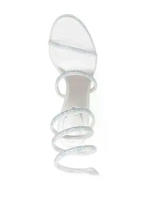 Rene Caovilla Crystal-embellished Leather Sandals - Neutrals