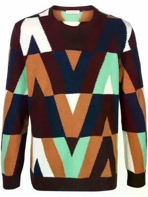Valentino Garavani Logo-intarsia Jumper - Neutrals