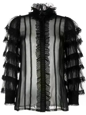 Shiatzy Chen Ruffled Mulberry Silk Blouse