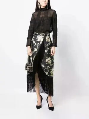 Shiatzy Chen Ruffled Mulberry Silk Blouse