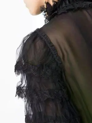 Shiatzy Chen Ruffled Mulberry Silk Blouse