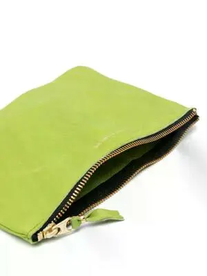 Comme Des Garçons Washed Zip-up Leather Pouch - Green