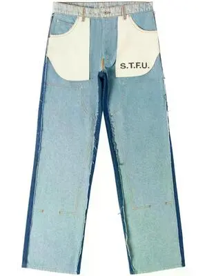 Heron Preston Two-tone Jeans With Logo Patch - Blue