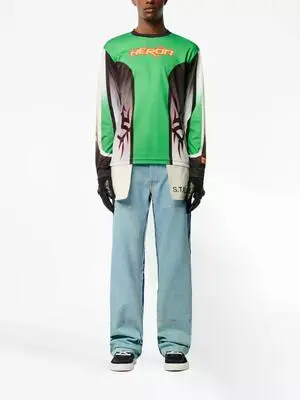 Heron Preston Logo Patch Two-tone Design Jeans