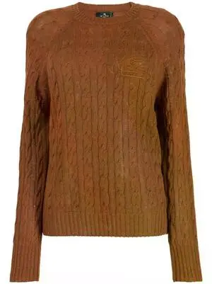 Etro Logo-embroidered Cable-knit Jumper