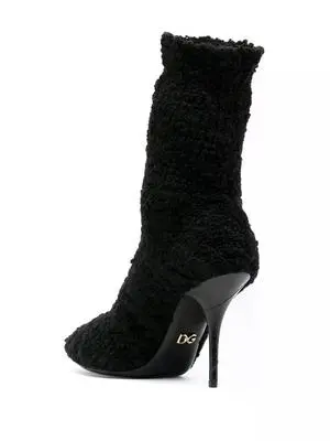 Dolce & Gabbana Shearling Trim Stiletto Heel Boots