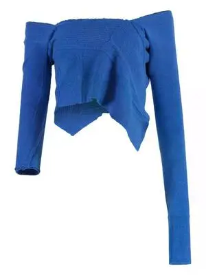 TALIA BYRE Asymmetric Crop Top - Blue