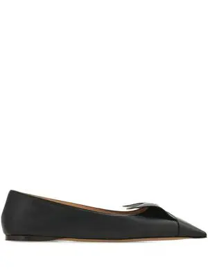 FERRAGAMO Bow Leather Ballerina Shoes - Black