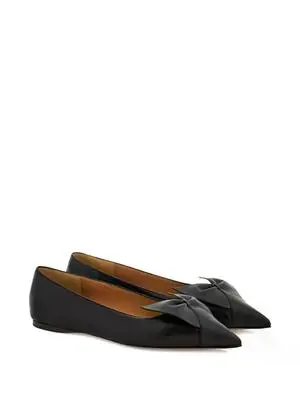 FERRAGAMO Bow Leather Ballerina Shoes - Black