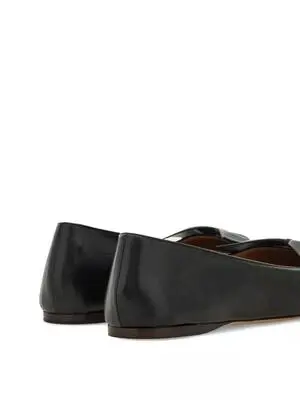 FERRAGAMO Bow Leather Ballerina Shoes - Black