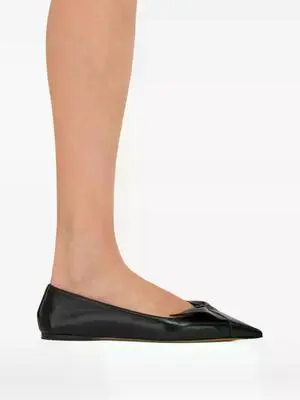 FERRAGAMO Bow Leather Ballerina Shoes - Black