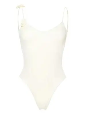 LA REVECHE Ashar Floral-appliqué One-piece Swimsuit - Neutrals