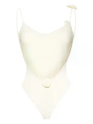 LA REVECHE Ashar Floral-appliqué Swimsuit - Neutrals