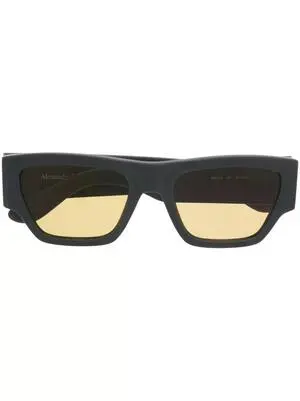 Alexander McQueen Engraved-logo Arm Sunglasses - Grey