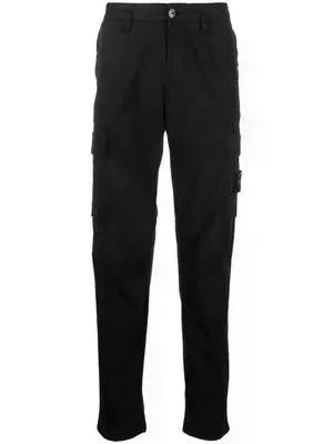 Stone Island Logo-patch Cargo Trousers - Black