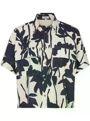 Brunello Cucinelli Leaf-print Cotton Shirt