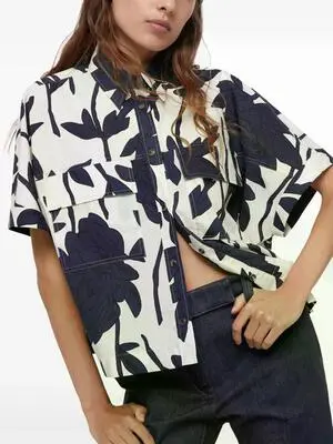 Brunello Cucinelli Leaf-print Cotton Shirt