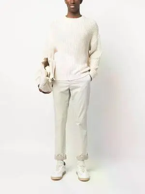 DONDUP Cropped Cotton Chino Trousers - Neutrals