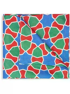 CABANA Tiles Linen Square Tablecloth - Red