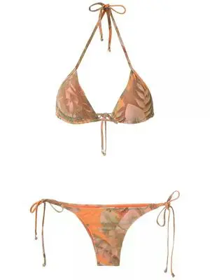 AMIR SLAMA Printed Triangle Bikini Set - Neutrals