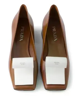 Prada 35mm Two-tone Brushed-leather Pumps
