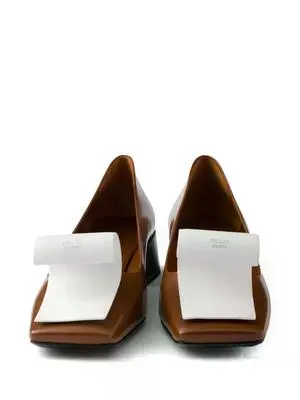 Prada 35mm Two-tone Brushed-leather Pumps
