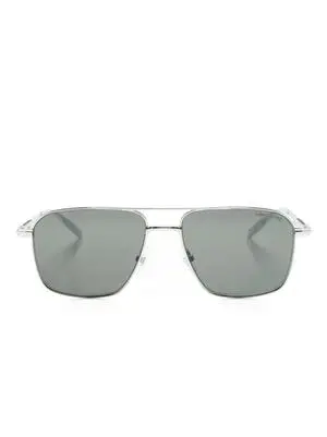 Montblanc Logo-plaque Square-frame Sunglasses - Silver