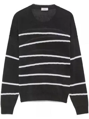 Peserico Striped Crew Neck Sweater - Grey