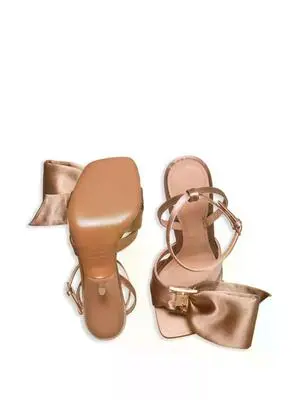 FERRAGAMO 105mm Asymmetric-bow Satin Sandals - Neutrals